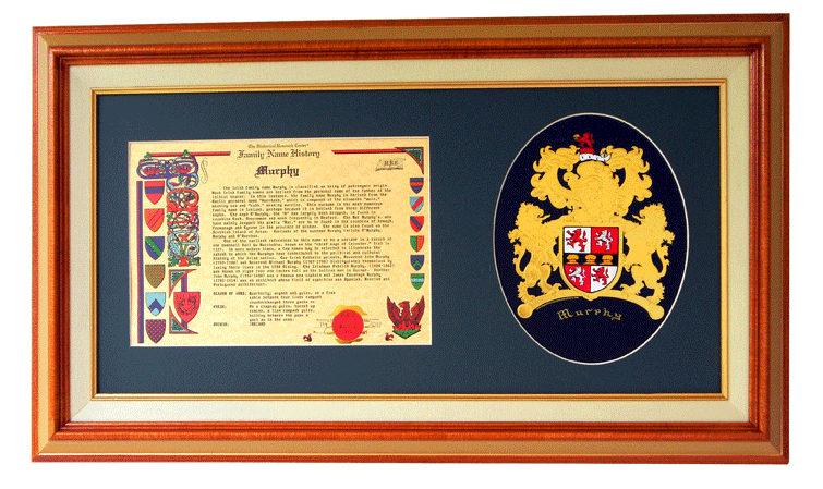 Family Crest Gifts sets- Gold Foil Parchment- Framed